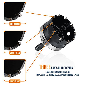 Carbide Hole Saw Kit for Metal TCT Hole Saw Drill Bit Set Hole Cutter Kit for Stainless Steel 4PCS(3/4" to 1-1/2")