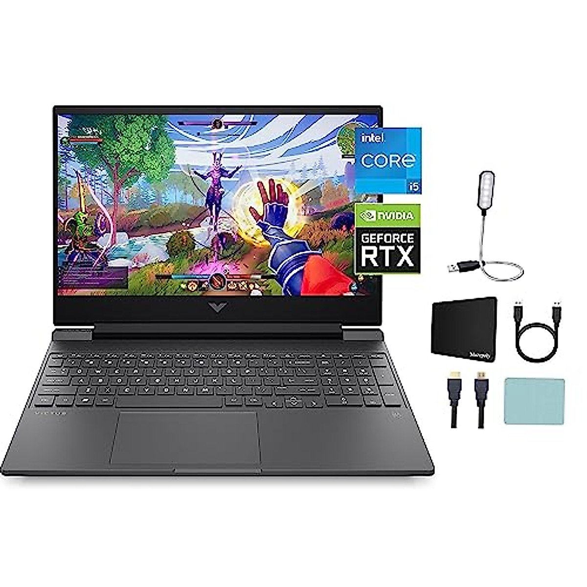 HP 15.6'' FHD Victus 15 Gaming Laptop, NVIDIA GeForce RTX 3050, 12th Gen Intel Core i5-12500H, 16GB RAM, 1TB M.2 PCIe SSD, Windows 11 Home, Backlit Keyboard, Enhanced Thermals + Accessories