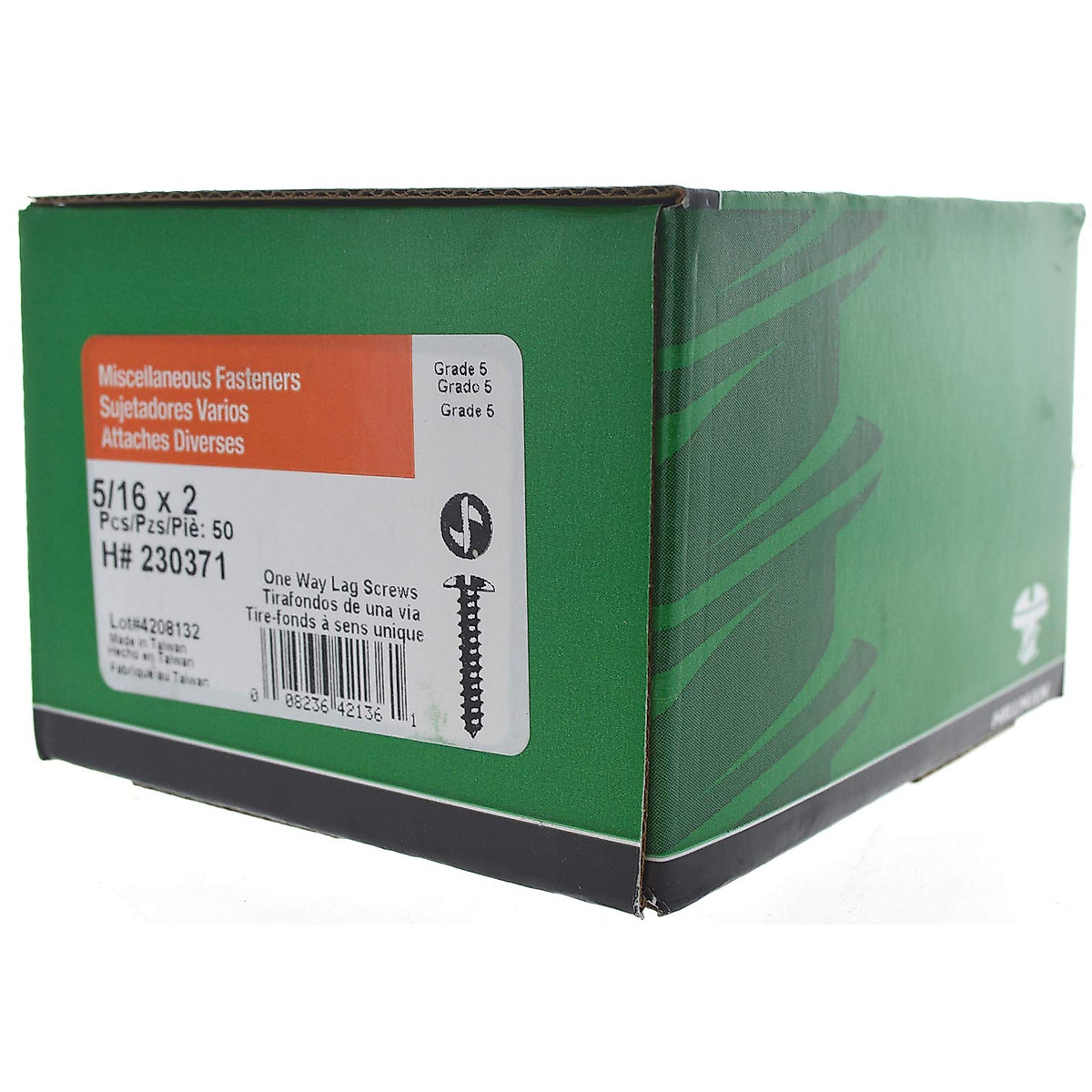 The Hillman Group 230371 Truss Head One-Way Lag Screw, 5/16-Inch X 2-Inch, 50-Pack, Black