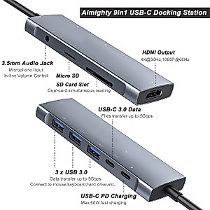 USB C Adapter Docking Station for iPad Pro M4 M2 M1,USB-C Multiport Adapter with 4K HDMI,3.5mm Jack,USB C PD,3 USB3.0,SD/TF Card Slot,for iPad Air iPad Mini MacBook iPhone 15