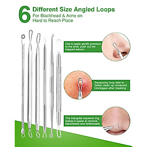 15 PCS Blackhead Remover Pimple Popper Tool Kit,Black Head Removal Extractor for Acne Comedone Whitehead Popping Zit Blemish Facial Skin Care Tools with Metal Case