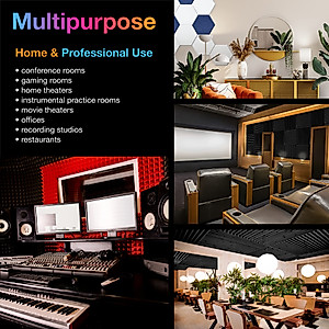 Fstop Labs Acoustic Foam Panels, 48 Pack Black 2" X 12" X 12" Mushroom Studio Wedge Tiles, Sound Panels Sound Proof Foam Panels Sound Proofing Padding For Wall