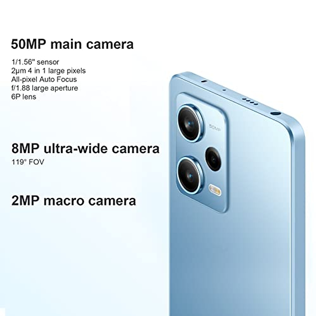 Xiaomi Redmi Note 12 Pro 5G + 4G (128GB + 8GB) Factory Unlocked 6.67" 50MP Triple Camera (Only Tmobile/Metro/Mint USA Market) + Extra (w/Fast Car Charger Bundle) (Porcelain White)