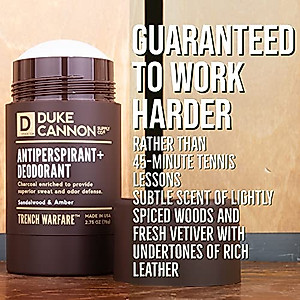 Duke Cannon Supply Co. Trench Warfare Antiperspirant & Deodorant for Men Sandalwood&Amber Multi-Pack - Enriched with Activated Charcoal, Maximum Strength for Sweat & Odor Protection, 2.75 oz (3 Pack)