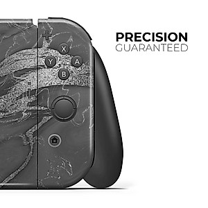 Design Skinz - Compatible with Nintendo Switch OLED Dock Only - Skin Decal Protective Scratch-Resistant Removable Vinyl Wrap Cover - Black & Silver Marble Swirl V7