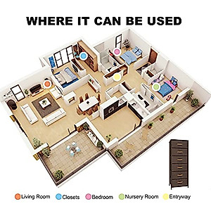 Crestlive Products Vertical Dresser Storage Tower - Sturdy Steel Frame, Wood Top, Easy Pull Fabric Bins, Wood Handles - Organizer Unit for Bedroom, Hallway, Entryway, Closets - 6 Drawers (Brown)