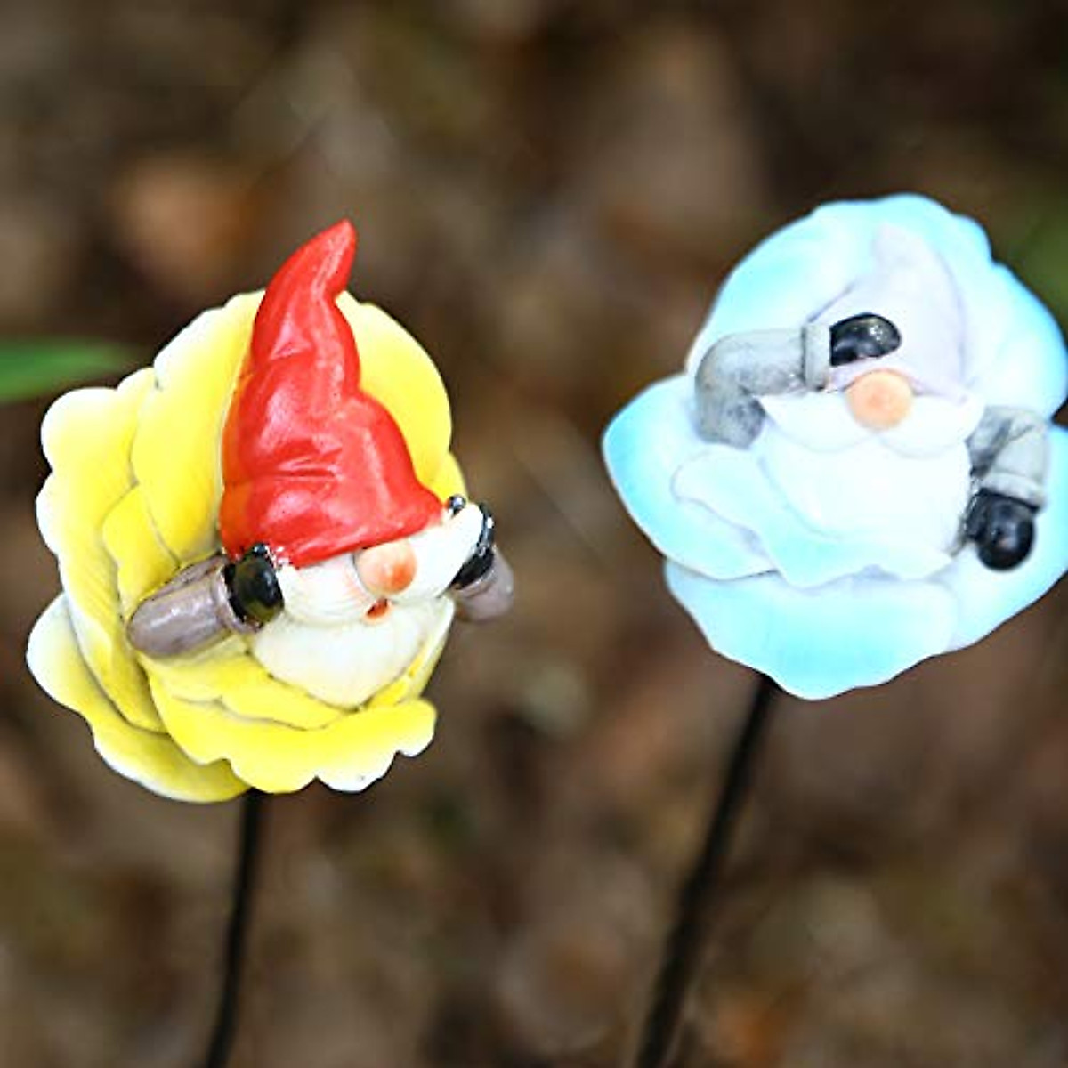 TZSSP Outdoor Statue Garden Stake Water Proof Metal Flower Stick Gnome Statue Décor for Lawn Yard Patio,4 PCS