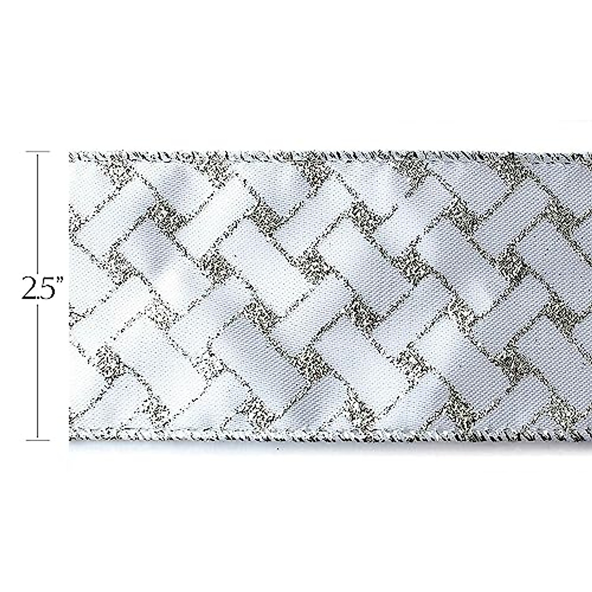 Christmas Ribbon Wired, 6 Rolls 2.5 Inch 36 Yard Silver Sheer Glitter Organza Wired Edge Ribbons for Christmas Tree, Gift Wrapping, Assortment Ribbon for Crafts, DIY, Christmas Tree Ribbon