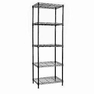 REGILLER 5-Wire Shelving Metal Storage Rack Adjustable Shelves, Standing Storage Shelf Units for Laundry Bathroom Kitchen Pantry Closet(Black, 16.6L x 11.8W x 53.5H)