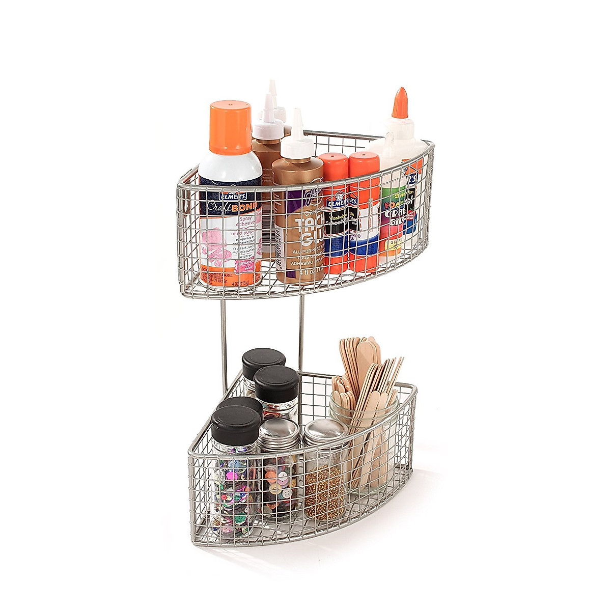 Spectrum Diversified 2-Tier Corner Basket, Satin Nickel