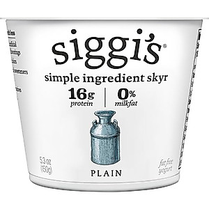 siggi's Icelandic Strained Nonfat Yogurt, Plain, 5.3 oz. Single Serve Cup – Thick, Protein-Rich Yogurt Snack