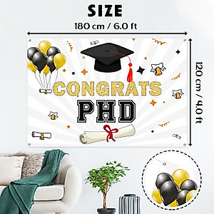 INNORU Congrats PHD Backdrop Banner, PHinally Done Graduation Photography Backdrop Durable Fabric Congrats Grad Banner Congratulations Graduate Graduation Party Decorations Photo Booth Props 6x4ft