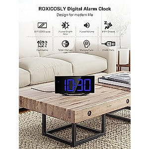 Loud Digital Alarm Clock for Bedroom,Bedside Dual Alarm Clock for Heavy Sleepers Adult Teen with USB Charger,Desk Clock with 8.7"Large LED Display,Battery Backup,7-Level Brightness&Volume,Snooze,DST