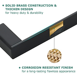 4-Pieces Brass Matte Black Bathroom Hardware Set Includes Towel Ring, Towel Bar, Toilet Paper Holder and Robe Hook