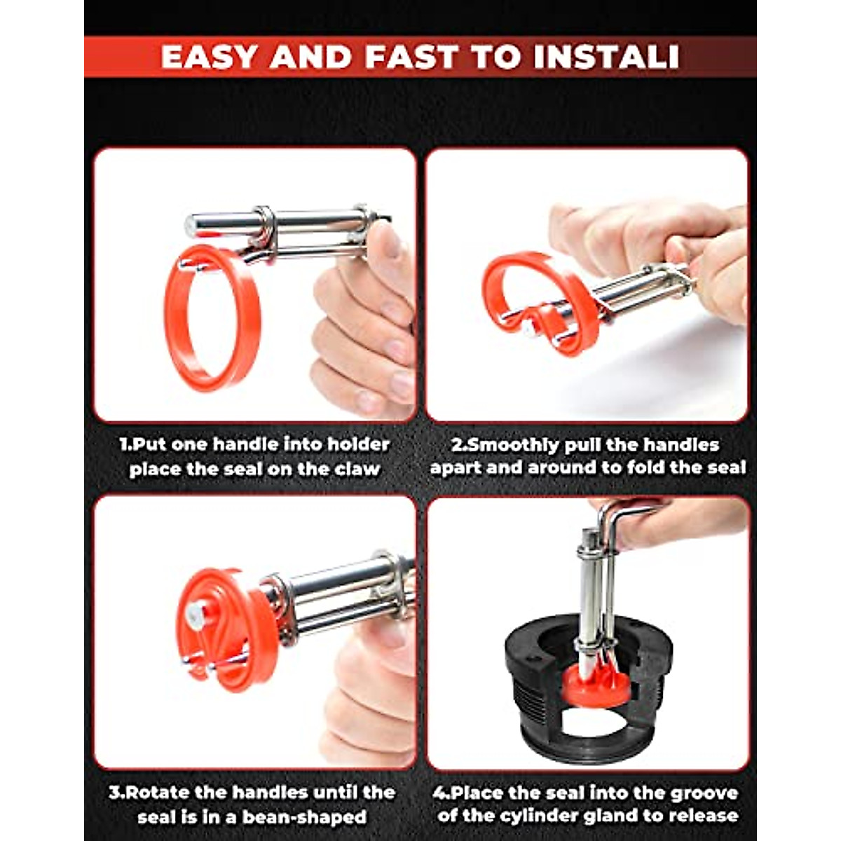 VEHIFOMO Hydraulic Cylinder Seal Installation Tools Kit, Hydraulic Cylinder Piston Repair Gland Seal Tools, U Cup Rod Seal Twisters Universal Seal Twistor Install Tool Set (3 PCS)