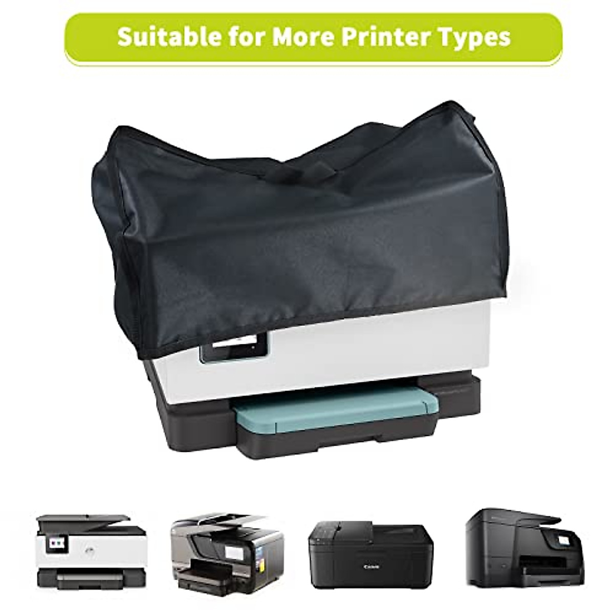 TwoPone Printer Dust Cover for HP/Epson/Canon/Brother Wireless Printers, 20x16x12 Inch Universal Case Protector for Printers, 600D Waterproof Black Printer Covers