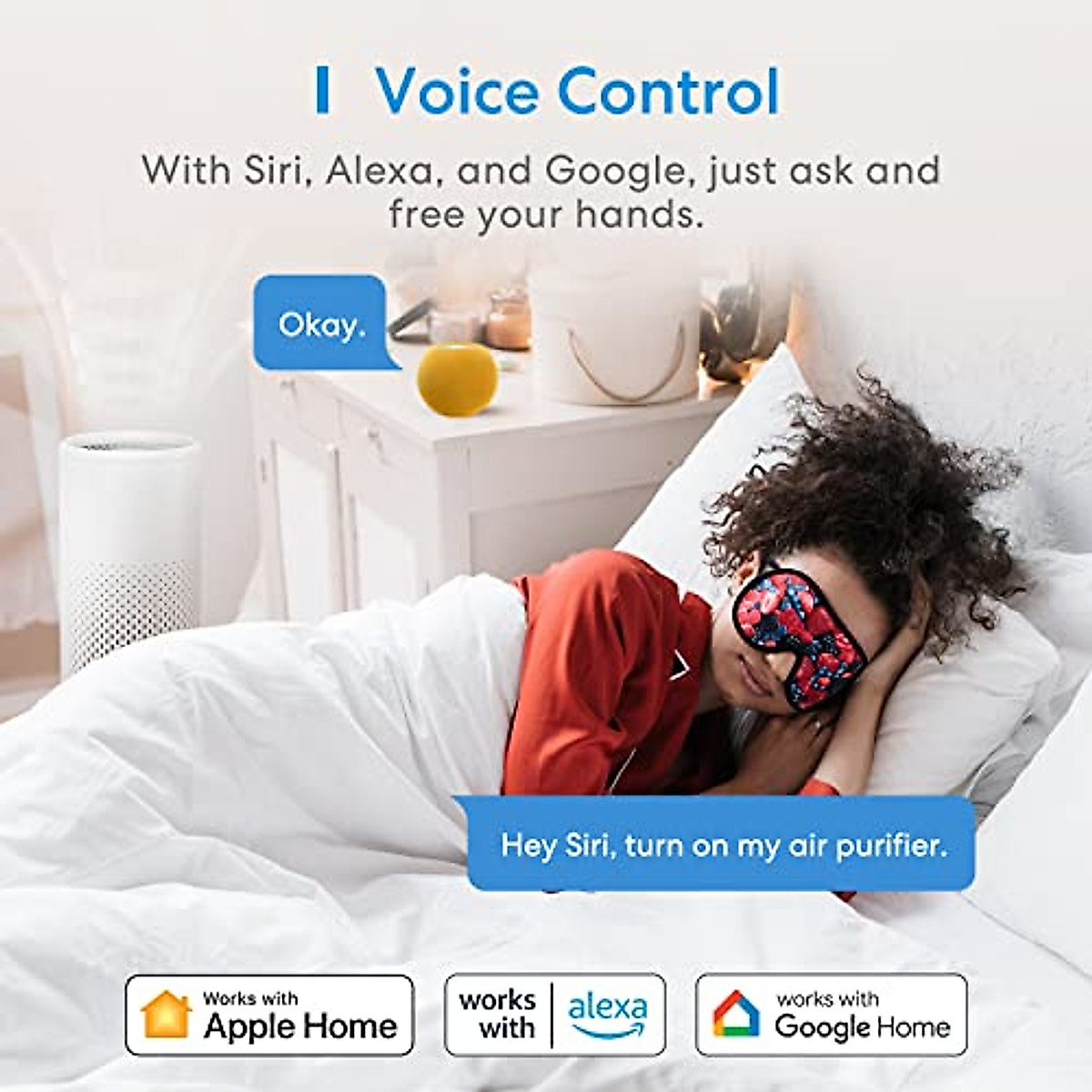 Meross Smart WiFi Air Purifier for Home Supports Apple HomeKit, Alexa, Google Home and SmartThings, H13 True HEPA Filter 24dB Quiet Air Purifier for Allergies, Pets, Smoke, Dust, Pollen, 2.4G Only