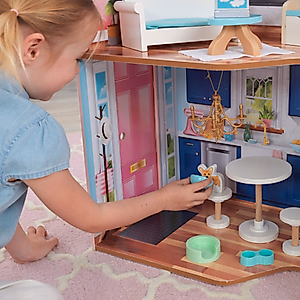 KidKraft Matilda Wooden Dollhouse with EZ Kraft Assembly™, Balcony, Movable Staircase and 23 Accessories, Gift for Ages 3+