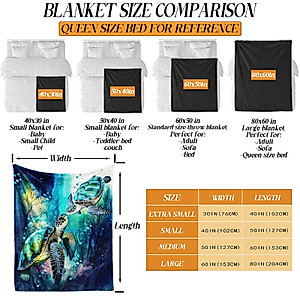CaomeiWu Sea Turtle Throw Blanket, 50" x 40" Flannel Cute Sea Turtles Themed Colorful Throw, Soft Lap Nap Throw Blanket for Home Boys Girls Women Sea Turtle Lovers Gifts