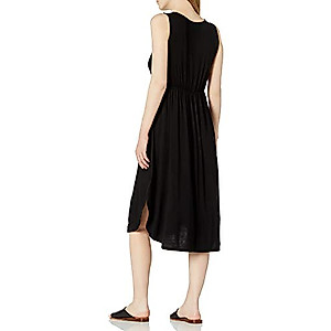 Amazon Essentials Women's Jersey Sleeveless Gathered Midi Dress (Previously Daily Ritual), Black, Large