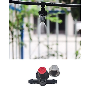 La Farah 50pcs Micro Spray Irrigation Drippers,Three-Way Integrated Atomizing Nozzle, Patio Cooling Garden Greenhouse Drip Irrigation System Kit Parts Emitters for 1/4" Irrigation Tubing