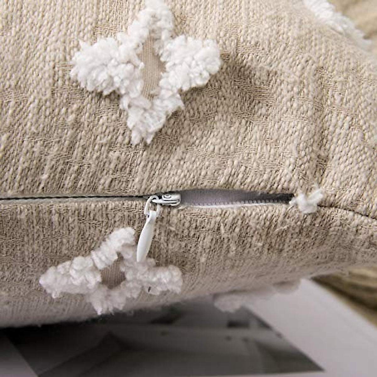 MIULEE Set of 2 Decorative Throw Pillow Covers Rhombic Jacquard Pillowcase Soft Square Cushion Case for Couch Sofa Bed Bedroom Living Room, 18x18 Inch, Beige