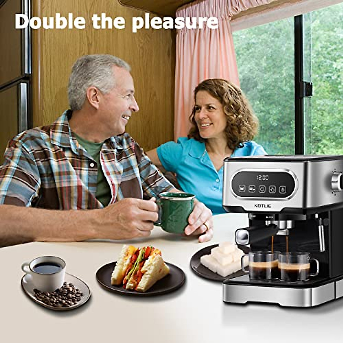 KOTLIE 20 Bar Espresso Machine: Coffee Maker with Milk Frother, Steam Wand,1.5L Removable Water Tank for Cappuccino and Latte