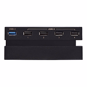 Bewinner USB Hub for PS4, 5 Ports/Multi-Ports/Low /Easy Installation/Stylish Hub ABS Hub for PS4 Game Console with USB 3.0 and USB 2.0 Port