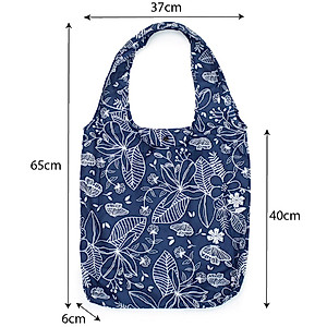 Reuseable Shopping Bags 4 Pack Grocery Foldable Tote Bag Groceries Folding Bag For Life Shopper Tote Bags Bulk, Blue Lilac, Medium