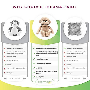 Thermal-Aid Zoo — Jo Jo The Monkey — Microwavable Stuffed Animal — Kids Hot and Cold Pain Relief