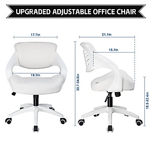 BOJUZIJA Ergonomic Office Computer Desk Chair,Lumbar Support 360°Swivel Task Chair-White
