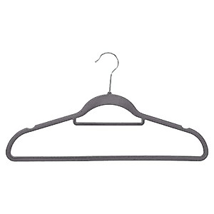Amazon Basics Velvet Suit Hangers with Horizontal Bar, 50-Pack, Dark Gray