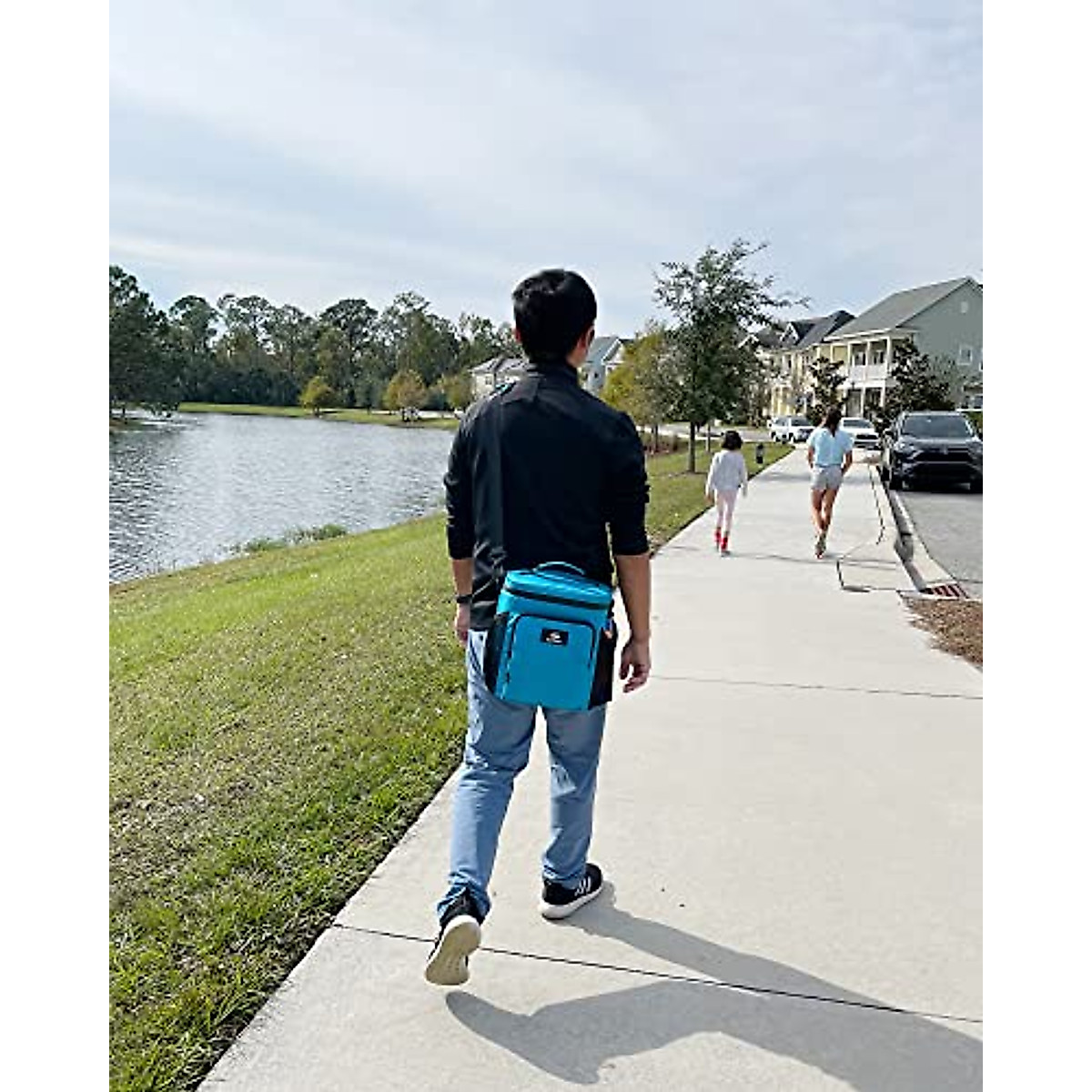 Darwav Golf Cooler, 12-Can Insulated Soft Cooler Bag, Fits on Golf Push Cart (Blue)