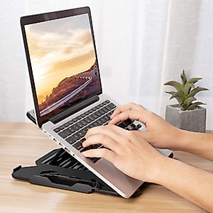 KENTEVIN Laptop Stand Adjustable Laptop Computer Stand Multi-Angle Stand Phone Stand Portable Foldable Laptop Riser Notebook Holder Stand Compatible for 10 to 17” Laptops