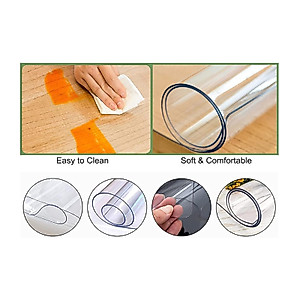 Clear PVC Desk Chair Mat 2mm Runner Rug Heavy Duty Floor Runner/Protector for Hardwood Floors Transparent PVC Large Office Chair Mat for Hardwood Floor, Non-slip Entrance Door Mats, 80/100/120/140cm w