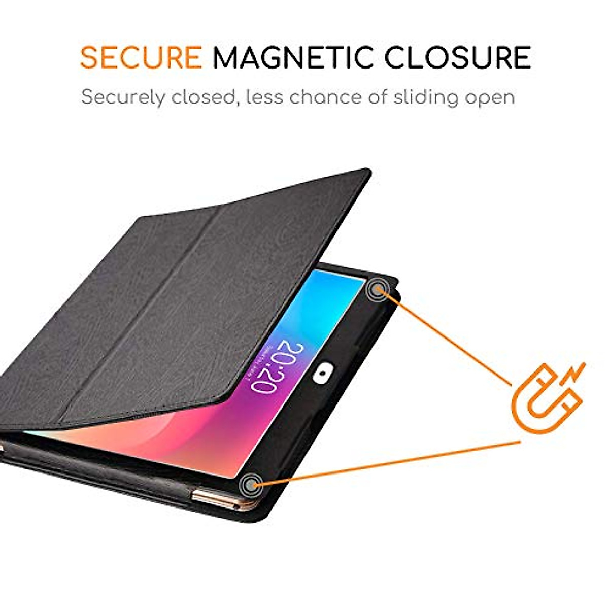 Transwon Case for MAGCH M210 M101 X10 Tablet 10 Inch/FEONAL ZONKO MEIZE K118 K116 Tablet Case/Xiashuanghu RS10 Tablet Case/Kaktin Android Tablet 10 Inch Case(Rear Camera in The Middle) - Black