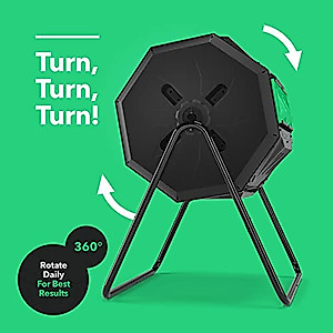 Vremi Tumbling Outdoor Compost Bin – Dual Chamber 360° UV Proof and Rust Proof 42 gal with Secure Sliding Doors – All Season Composter with Aeration System