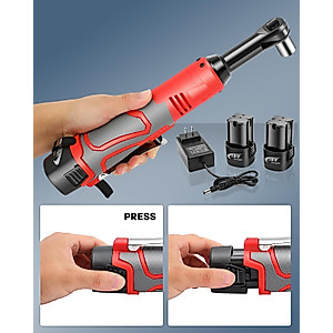 GCCSJ 3/8" Cordless Ratchet Wrench, 18V Cordless Ratchet Wrench, Electric Wrenches 45 FT-lbs 400RPM Electric Ratchet Wrench Set with 2 PCS 2000 Ah Lithium-Ion Battery, 7 Sockets and Charger