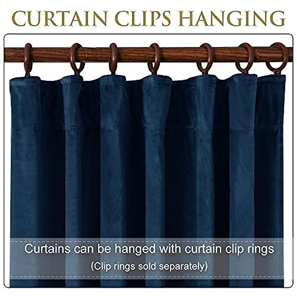 StangH Velvet Curtains 120 inches Long - Blackout Thermal Insulated Hight Ceiling Tall Curtains Backdrops, Privacy Room Divider Drapes for Cottage/Villa/Parlor, Navy Blue, W100 x L120, 1 Panel