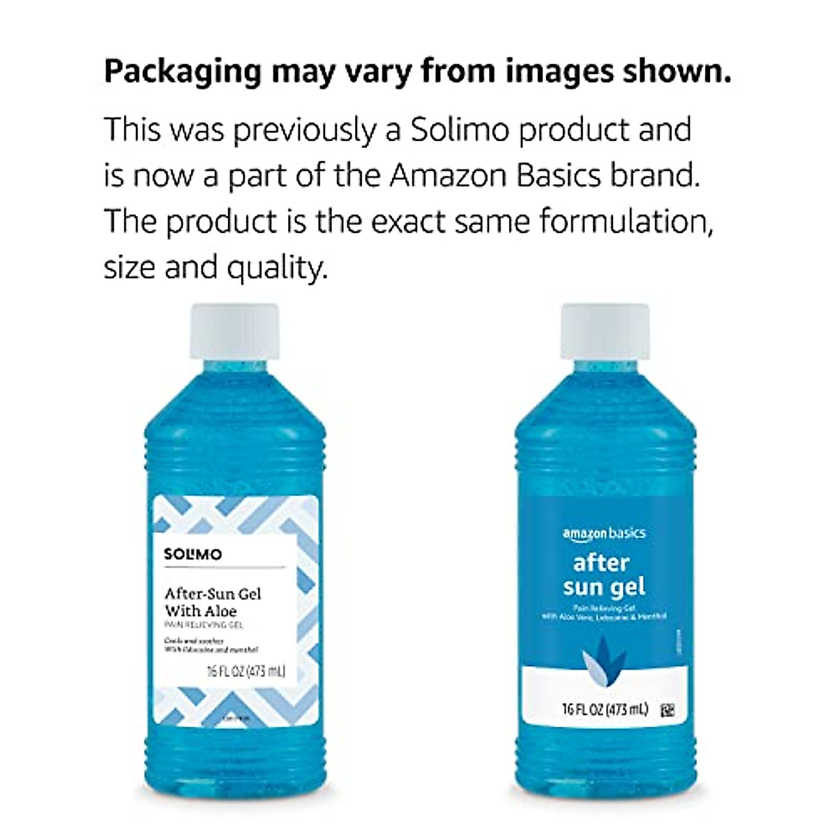 Amazon Basics After Sun Gel with Aloe Vera, Lidocaine and Menthol, 16 Fl Oz (Pack of 1) (Previously Solimo)
