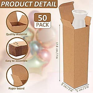 Sabary 50 Pcs Small Kraft Paperboard Gift Box 2 in x 2 in x 7 in Rectangular Brown Kraft Boxes Small Cardboard Boxes for Shipping, Packaging, Gift Wrapping, Party Favors, Easy to Assemble