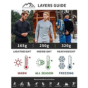 Merino.tech Merino Wool Base Layer Mens Set - Lite Merino Wool Thermal Underwear For Men Top, Bottom (Small, 165 LITE Charcoal Grey)
