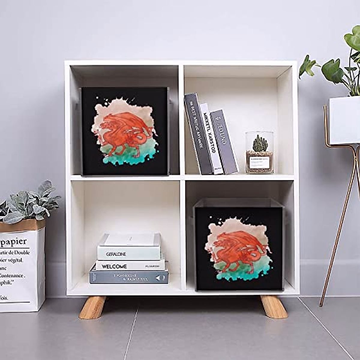 The Welsh Red Dragon Large Cubes Storage Bins Collapsible Canvas Storage Box Closet Organizers for Shelves
