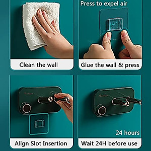 Hair Dryer Wall Mount, Jade Green Blow Dryer Holder, Self Adhesive Hair Dryer Holder Wall Mounted, Hairdryer Holder for Dyson Supersonic Hair Dryer, Bathroom Hair Dryer Hanger（Jade Green）