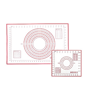 2 Pack Silicone Pastry Mat Non-Stick Pizza Baking Mat, Dough Mat for Rolling,Fondant Mat with Measurement Counter Mat, Oven Liner, Pie Crust Mat, 40*5*5cm