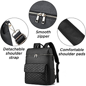 Diaper Bag Backpack Leather Baby Bag with Multiple Pockets, Changing Station, Stroller Straps, Large Capacity for Wet Clothes, Breast Pump, Milk Bottle Black