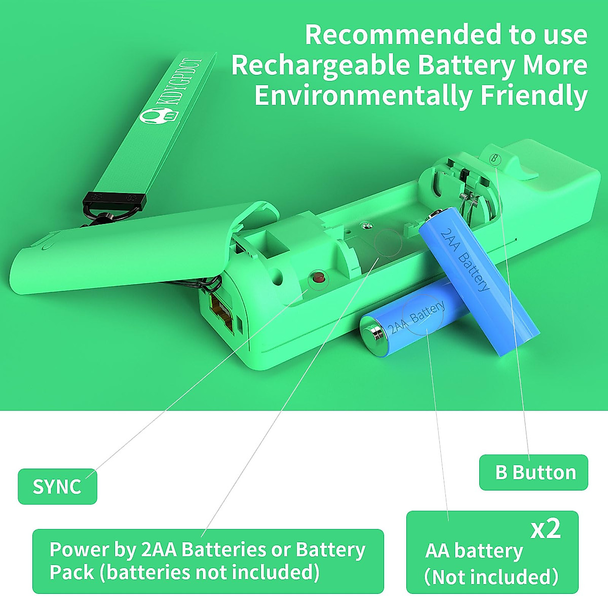 KDYGPDCT Wii Controller 2 Pack,Wii Remote Controller Black and White 2 Set with Wrist Strap for Nintendo Wii/Wii U Console(Green + Purple)