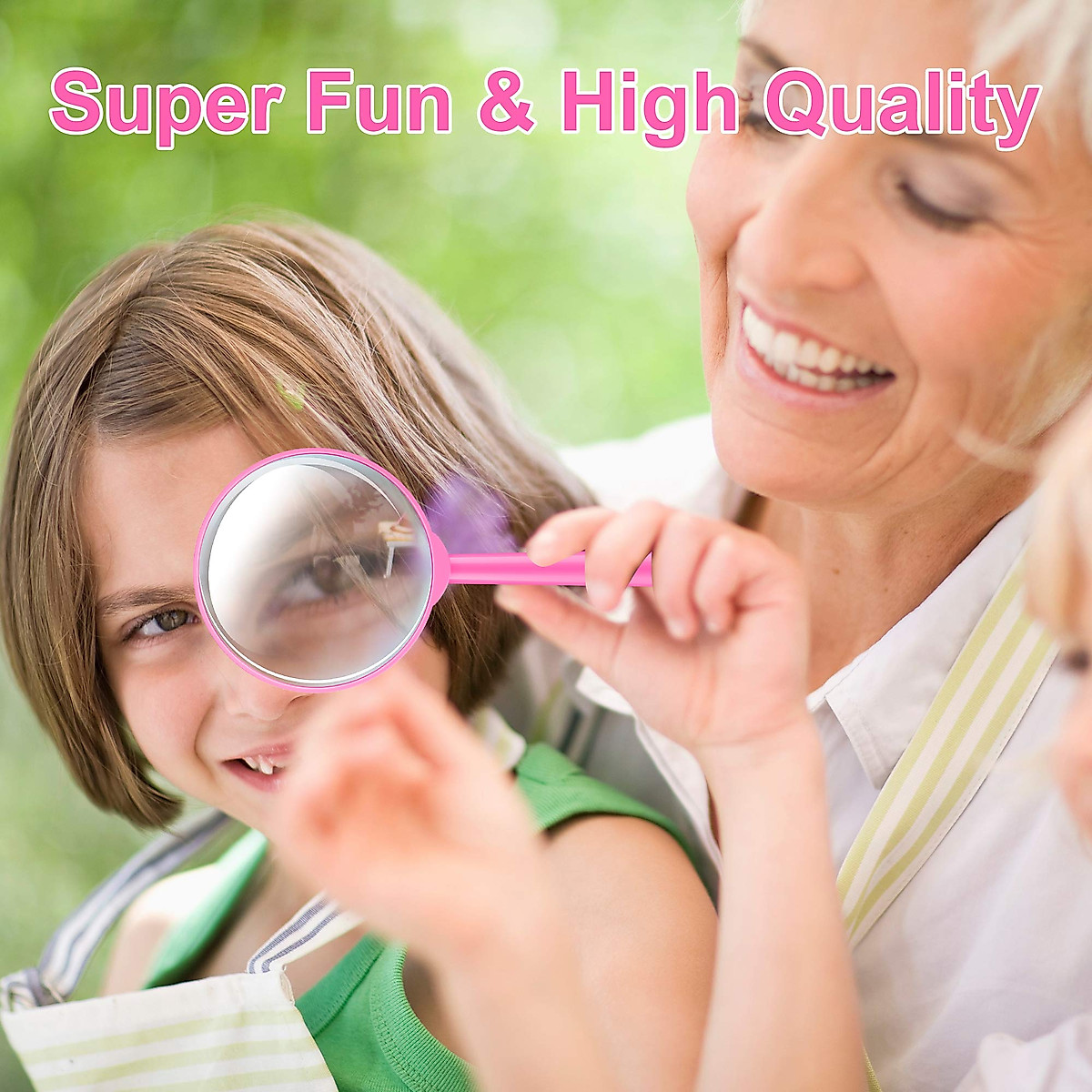 FiGoal 30 Pack Valentines Cards with 30 Colorful Magnifying Glasses in 3 Colors Plus Goodie Bag for Greeting Cards School Classroom Prizes Valentines Party Favors