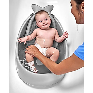 Skip Hop Baby Bath Tub, 3-Stage Smart Sling Tub, Moby, Grey