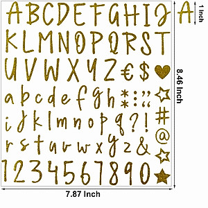 Waynoda Glitter Letter stickers 10 Sheets 810 Pieces Self-Adhesive Alphabet Number Stickers, Graduation Cap Letter Stickers for Sign, Mailbox, Notebook, Classroom Decor, Business, Address Number
